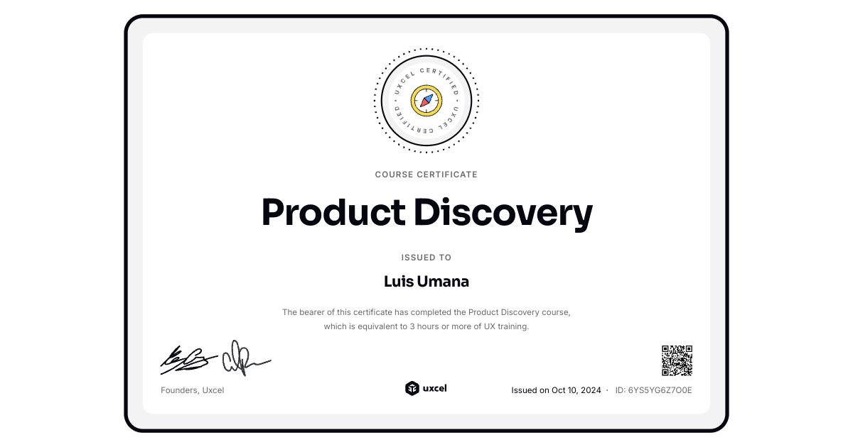 Uxcel Course Certificate of Completion | Uxcel